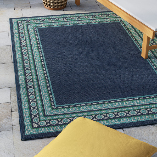 Lark Manor Tapis intérieur / extérieur bleu sarcelle / bleu / vert / blanc Deltana et ...